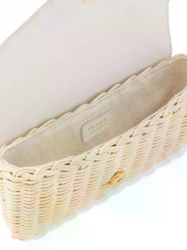 Prada Logo-plaque Interwoven Mini Bag - White