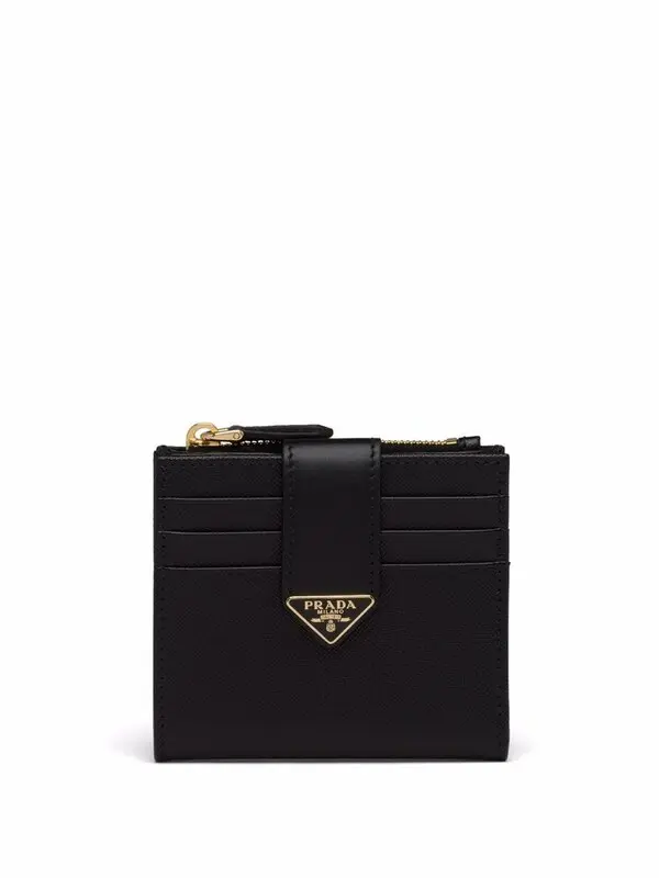 小物 PRADA RFID Saffiano leather wallet black Prada Black Saffiano Leather Compact Bifold Wallet