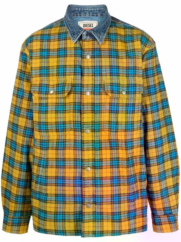 DIESEL® Check-print Flannel Shirt - Blue