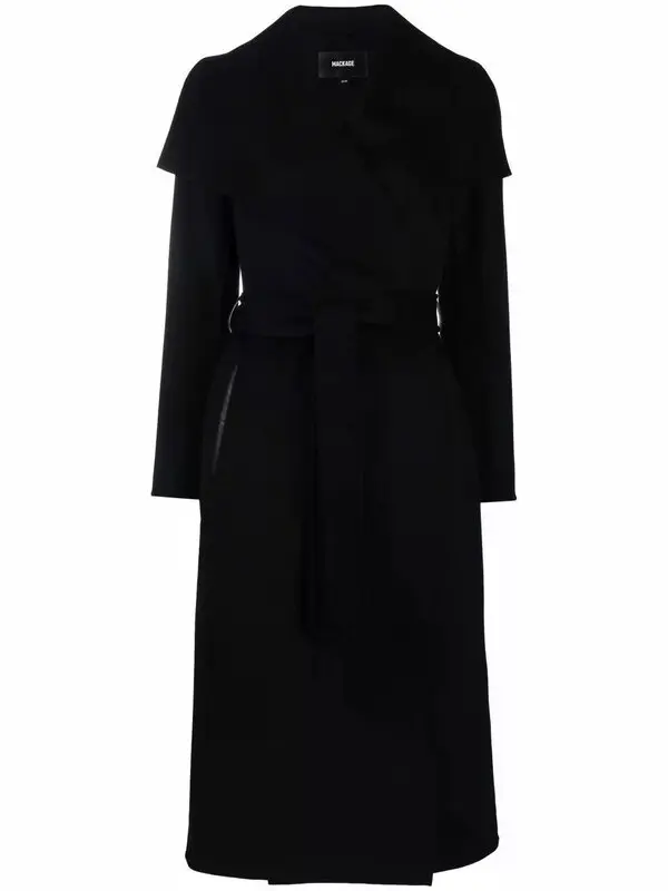 Mackage Draped Belted Wool Coat - Black