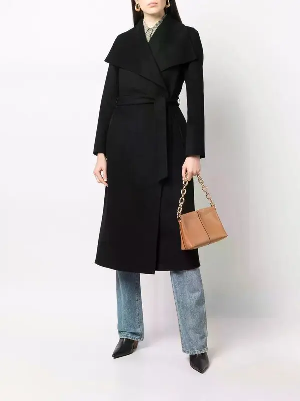 Mackage Draped Belted Wool Coat - Black