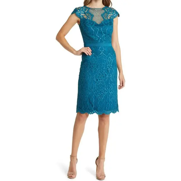 Tadashi Shoji Sequin Lace Cocktail Dress