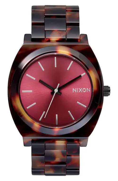 Nixon Time Teller Acetate Bracelet Watch - Tortoise/oxblood