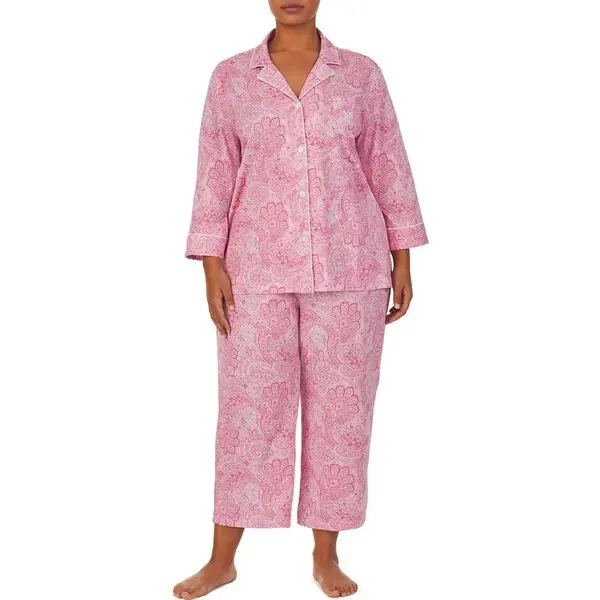 Ralph Lauren Knit Crop Pajamas - Pink Paisley