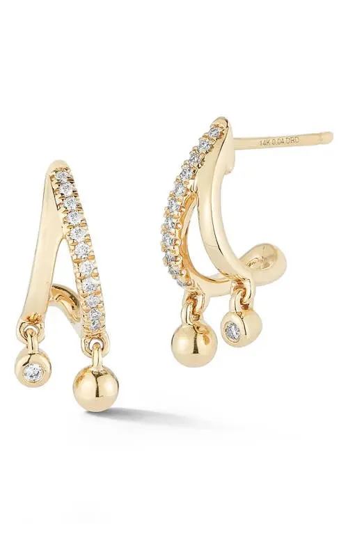 DANA REBECCA DESIGNS Poppy Rae Pebble Diamond Drop Huggie Hoop Earrings - Yellow Gold
