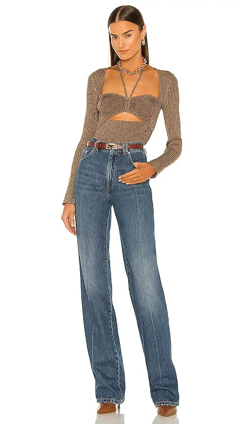 Simkhai Alexia Long Sleeve Top In Brown