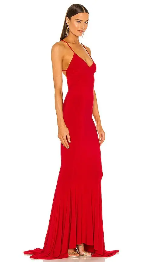 knee length dresses for ladies Norma Kamali Strapless Fishtail Gown in Metallic Gold
