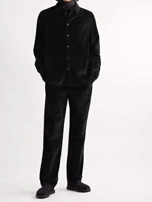 The Row Beto Wool-Corduroy Shirt - Black | Editorialist
