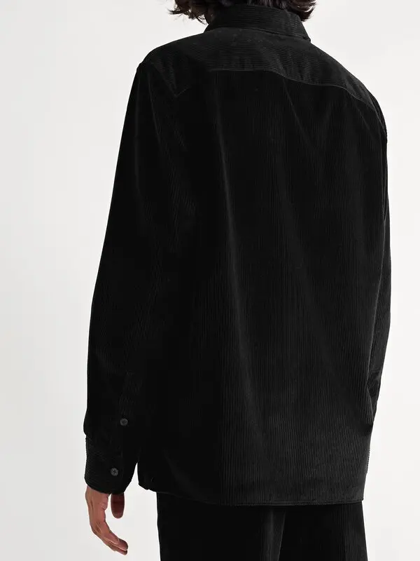The Row Beto Wool-Corduroy Shirt - Black | Editorialist