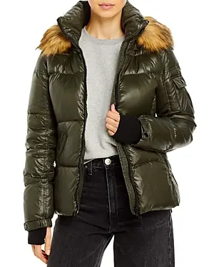 Aqua Gloss Allie Faux Fur Trim Puffer Jacket 100% Exclusive