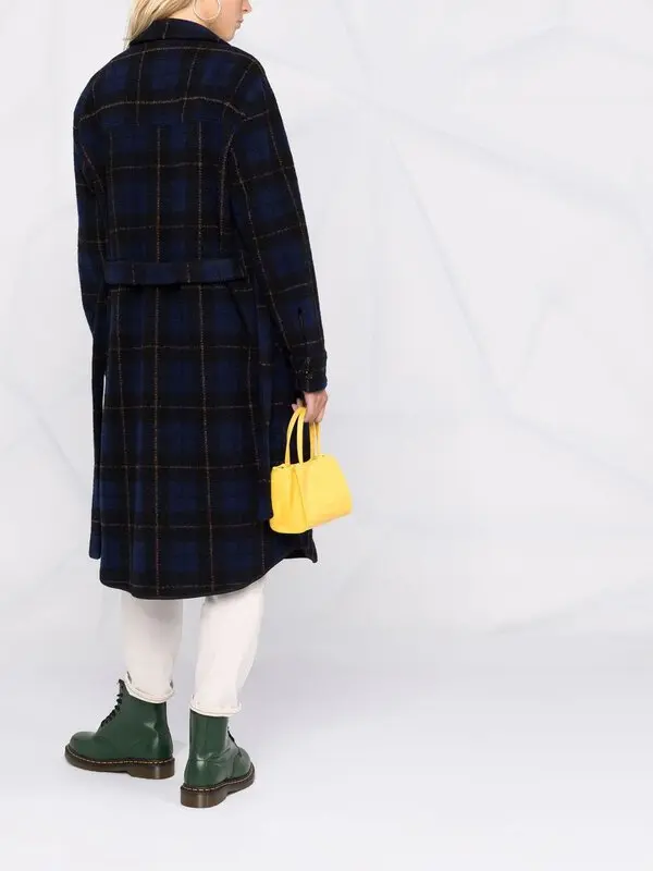 Woolrich Tartan-check Virgin Wool Coat - Blue