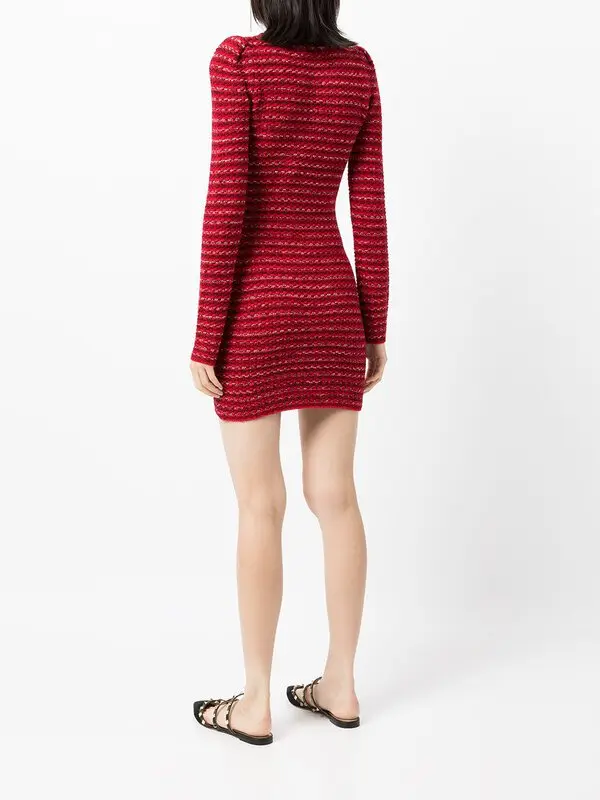 self portrait melange knit dress Self Portrait Burgundy Ribbed Knit Midi Dress