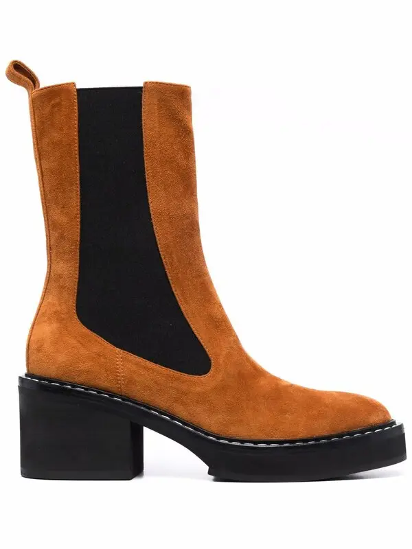 Khaite Calgary Suede Leather Boots - Neutrals