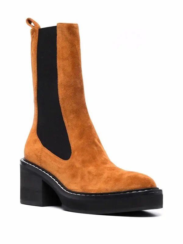Khaite Calgary Suede Leather Boots - Neutrals