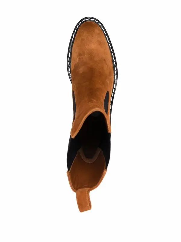 Khaite Calgary Suede Leather Boots - Neutrals