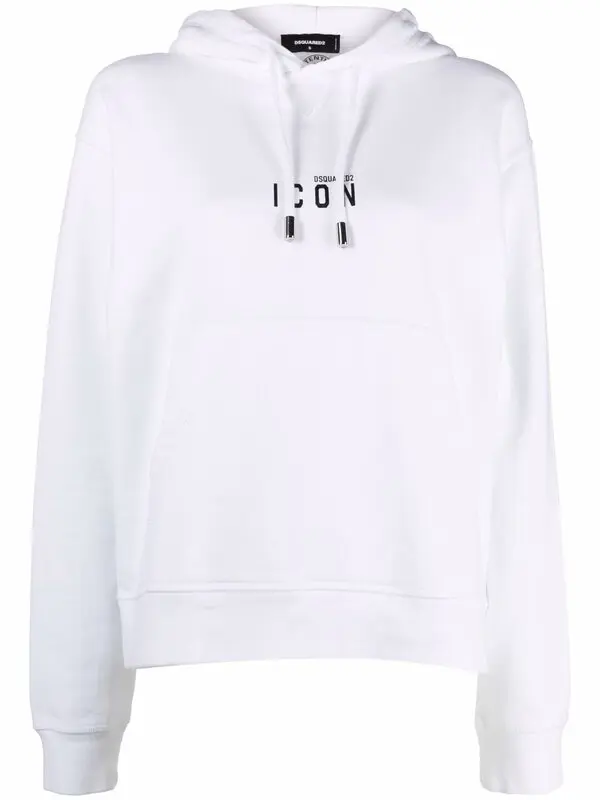 Dsquared2 Logo Drawstring Hoodie - White