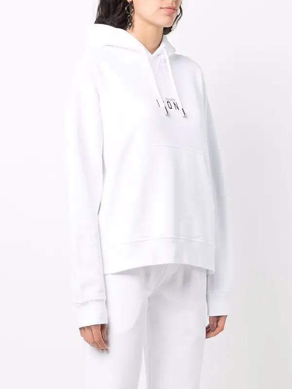 Dsquared2 Logo Drawstring Hoodie - White