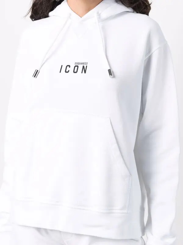 Dsquared2 Logo Drawstring Hoodie - White