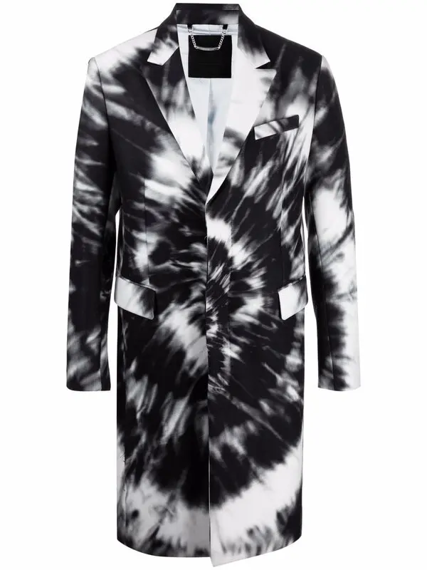 Philipp Plein Single-breasted Tie-dye Coat - Black