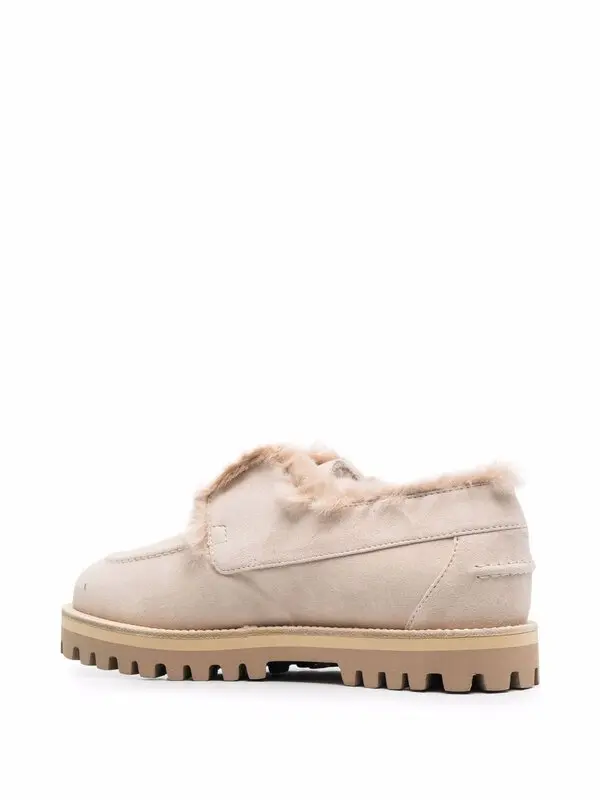 LE SILLA Shearling-lined Suede Loafers - Neutrals
