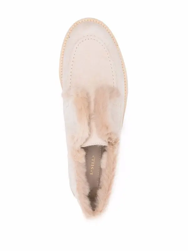 LE SILLA Shearling-lined Suede Loafers - Neutrals