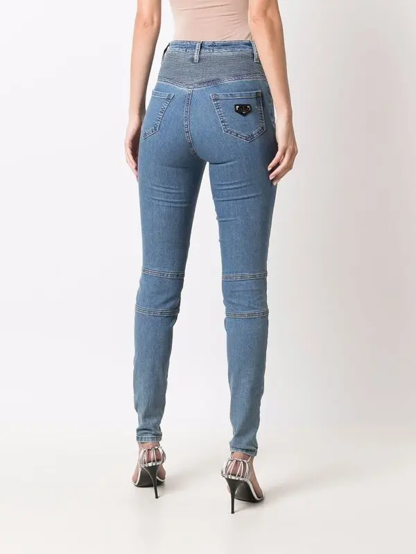 Philipp Plein High-waist Biker Jeans