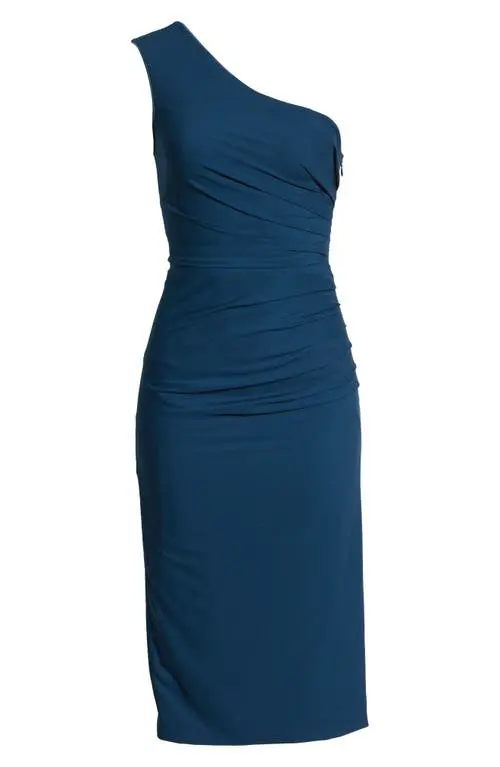 dress the population martine Dress the Population Black Label Martine One-Shoulder Ruched Sequin Dress
