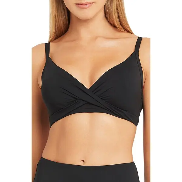 SEA LEVEL Twist Front Dd- & E-cup Underwire Bikini Top - Black