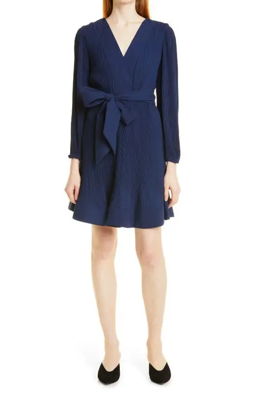 MILLY Liv Long Sleeve Mini Dress - Navy