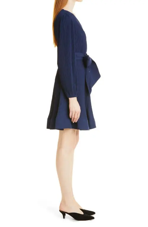 MILLY Liv Long Sleeve Mini Dress - Navy