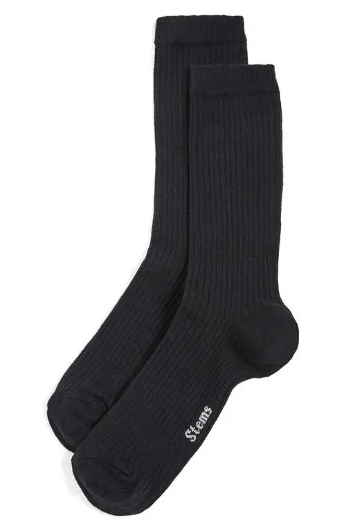 STEMS Cotton & Cashmere Blend Crew Socks - Black
