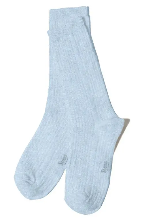 STEMS Cotton & Cashmere Blend Crew Socks - Cool Blue