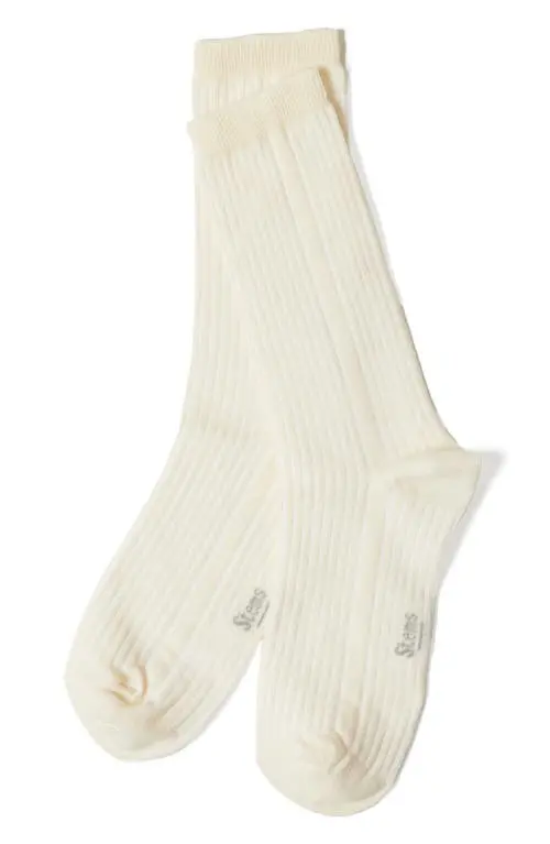 STEMS Cotton & Cashmere Blend Crew Socks - Ivory