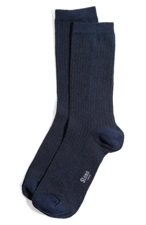 STEMS Cotton & Cashmere Blend Crew Socks - Navy
