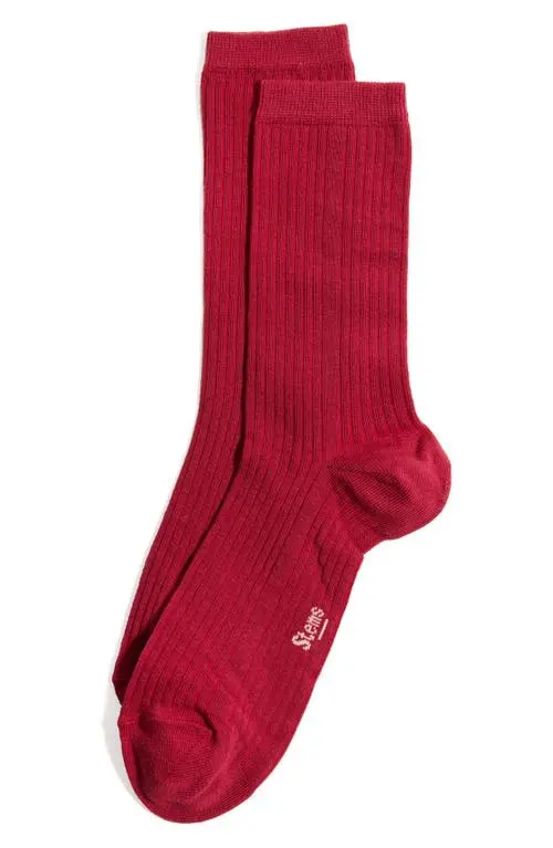 STEMS Cotton & Cashmere Blend Crew Socks - Red