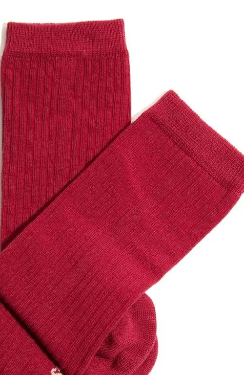STEMS Cotton & Cashmere Blend Crew Socks - Red