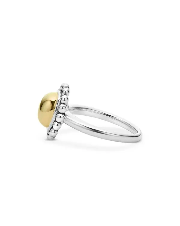 Lagos 18k Yellow Gold & Sterling Silver High Bar Oval Dome Ring