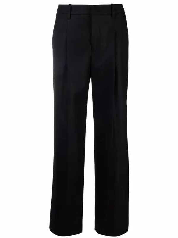 PT TORINO Pleat-detail Wide-leg Tailored Trousers - Black