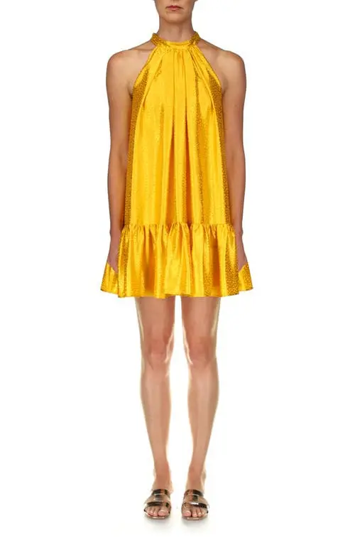 One33 Social Satin Jacquard Trapeze Minidress - Gold