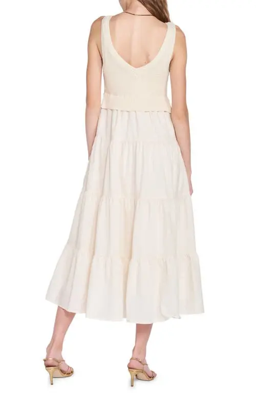 EN SAISON Mixed Media Tiered Midi Dress