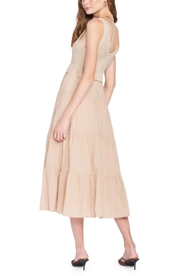 EN SAISON Mixed Media Tiered Midi Dress