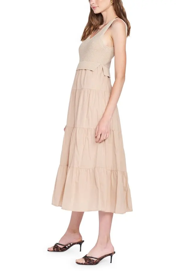 EN SAISON Mixed Media Tiered Midi Dress