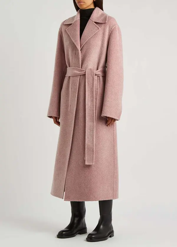 Jil Sander Pink Belted Cashmere Coat - Rose | Editorialist