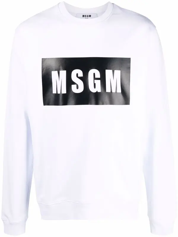MSGM Logo Box Print Sweatshirt - White