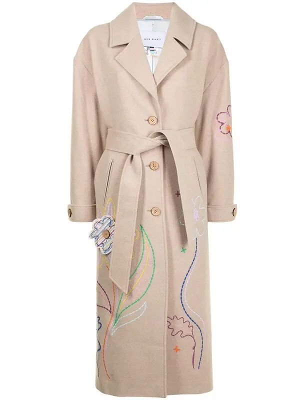 Mira Mikati Embroidered-design Belted Coat