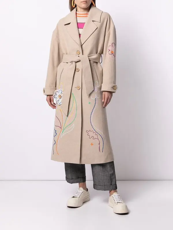 Mira Mikati Embroidered-design Belted Coat