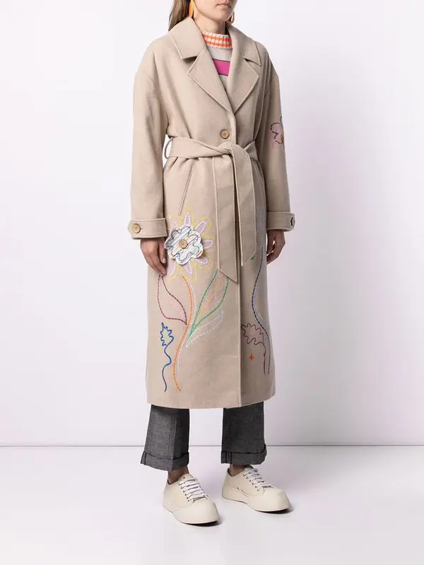 Mira Mikati Embroidered-design Belted Coat