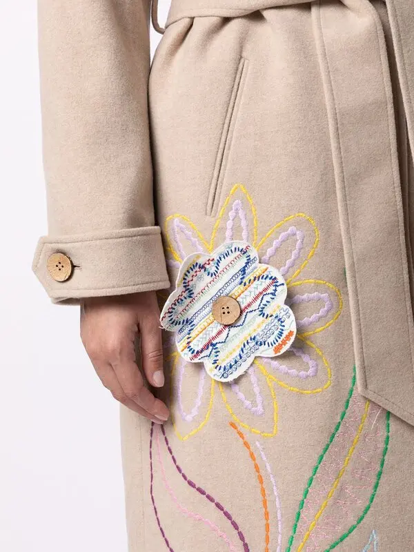 Mira Mikati Embroidered-design Belted Coat