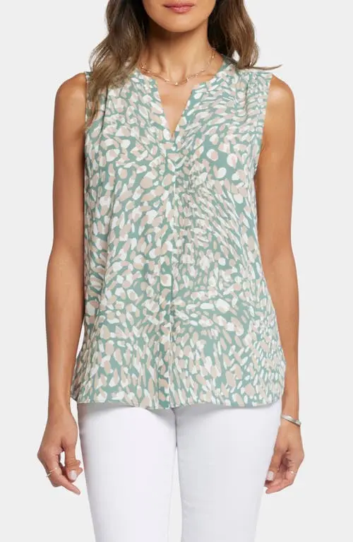 NYDJ Print Pleat-back Sleeveless Blouse - Endless Sea