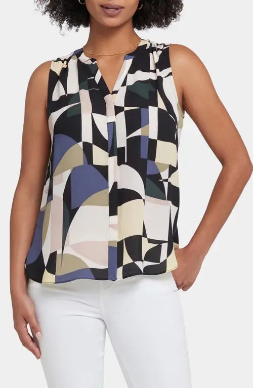 NYDJ Print Pleat-back Sleeveless Blouse - La Granadella